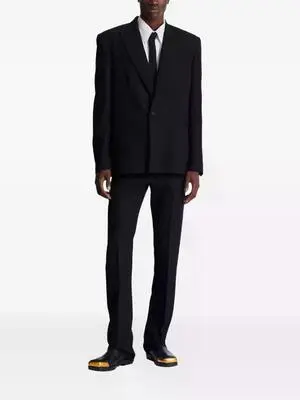 Balmain Monogram-pattern Single-breasted Wool Blazer