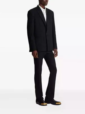 Balmain Monogram-pattern Single-breasted Wool Blazer