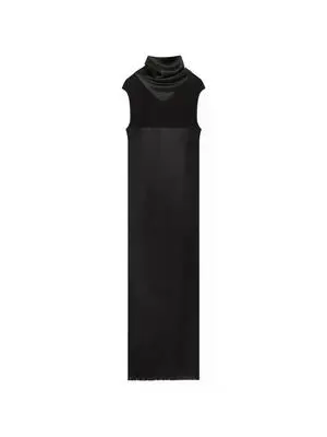 LANVIN Ribbed Scarf-neck Midi Dress - Black