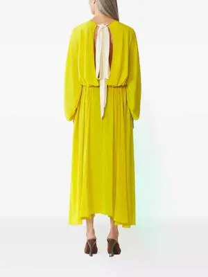 LANVIN Gathered-detail Crew-neck Midi Dress - Yellow
