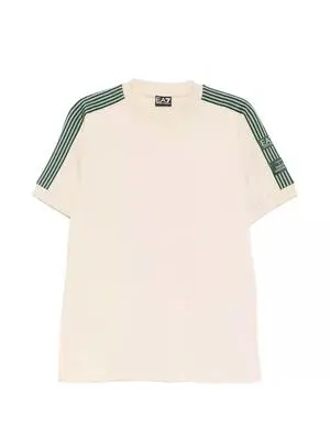 EA7 Stripe-detail T-shirt - Neutrals