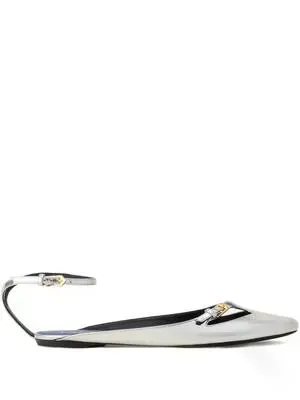 LANVIN Buckle Ankle-strap Ballet Flats - Silver