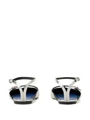 LANVIN Buckle Ankle-strap Ballet Flats - Silver