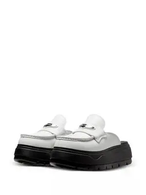 JORDAN Penny-bar Platform Mules - White