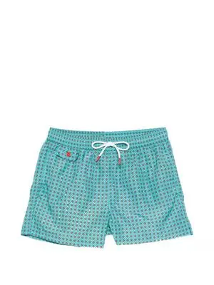 Kiton Geometric-print Swim Shorts - Blue