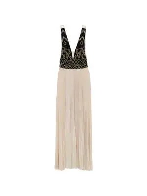 Elisabetta Franchi V-neck Pleated Maxi Dress