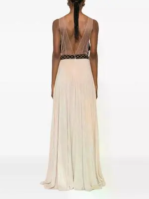 Elisabetta Franchi V-neck Pleated Maxi Dress