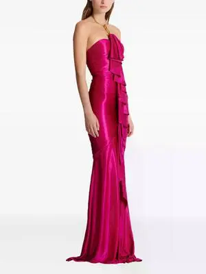 Balmain Draped Bustier Maxi Dress - Pink