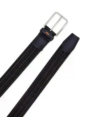 Santoni Calf-leather Braided Belt - Black
