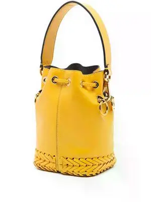 Fendi Mini Embossed Leather Whipstitch Mon Tresor Bucket Bag Satchel - Yellow