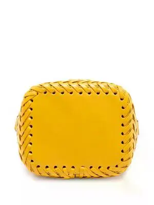 Fendi Mini Embossed Leather Whipstitch Mon Tresor Bucket Bag Satchel - Yellow
