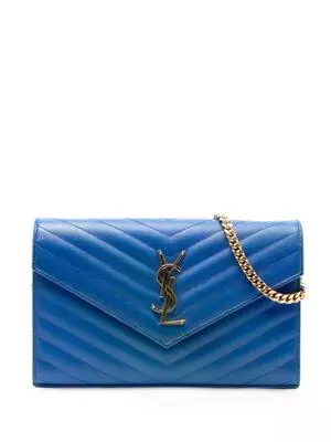 Saint Laurent Grain De Poudre Monogram Envelope Chain Wallet