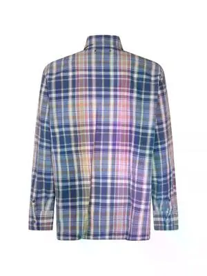 GOLDEN GOOSE Oversized Shirt In Indigo-and-beige Checked Cotton - Blue