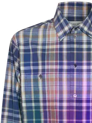 GOLDEN GOOSE Oversized Shirt In Indigo-and-beige Checked Cotton - Blue