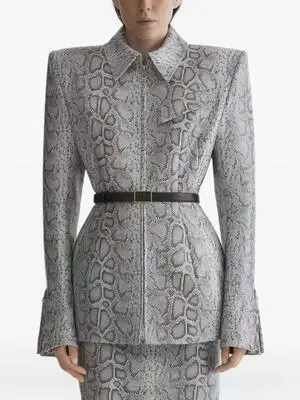 MUGLER Snake-print Zip Jacket - Grey