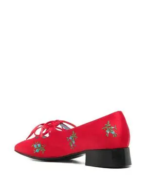 NICOLE SALDANA Isabel Floral-embroidery Pumps - Red