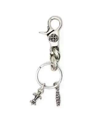 AMAL GUESSOUS Fleur-de-lis Charm Keyring - Silver