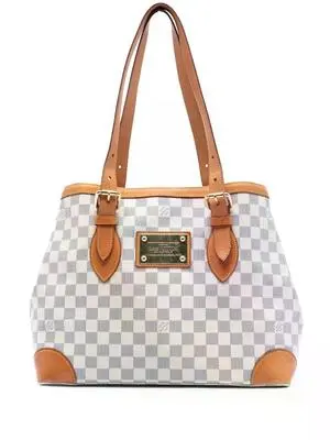 LOUIS VUITTON 2009 Damier Azur Hampstead Mm Tote Bag - White