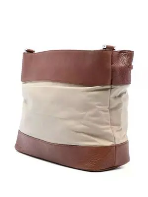 Burberry 2000-2017 Leather Trimmed Canvas Drawstring Bucket Bag