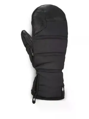 SNOWLIFE Leather-panel Padded Mittens - Black
