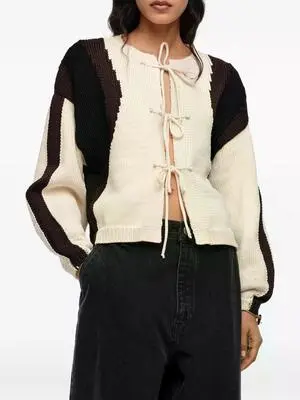 Bimba Y Lola Colour-block Cardigan With Rope Detail