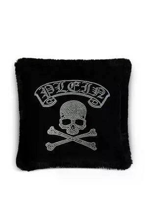 Philipp Plein Crystal-skull Fringed Cushion - Black