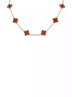 Van Cleef & Arpels Carnelian Clover Necklace - Gold