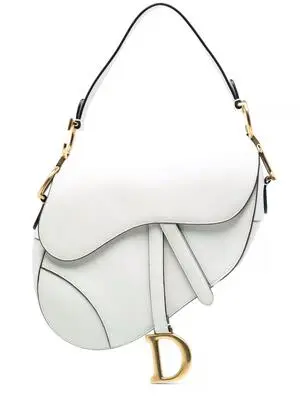 Dior 2018 Grained Calfskin Saddle Bag - White