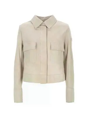 Peuterey Leather Jacket With Pockets - Neutrals
