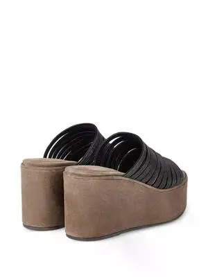 Brunello Cucinelli Monili-embroidered Suede Wedge Sandals