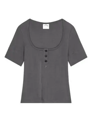 COURREGES Buttoned Ribbed T-shirt