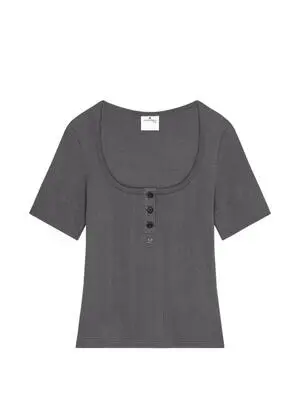 COURREGES Buttoned Ribbed T-shirt - Grey