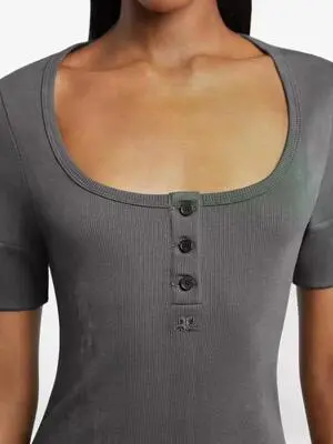 COURREGES Buttoned Ribbed T-shirt - Grey