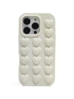 Bimba Y Lola Heart-embossed Iphone 16 Pro Case - White