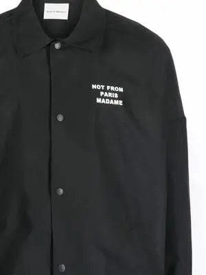 Drole De Monsieur Slogan Buttoned Jacket - Black