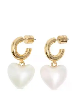 Bimba Y Lola Heart Pearl Hoop Earrings - Gold