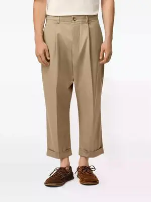 AMI Paris Cotton Carrot Fit Trousers - Neutrals