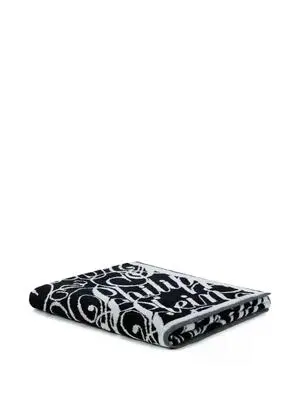Philipp Plein Signature-print Bath Towel - Black