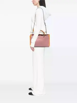 Gucci Medium Bicolor Calfskin Bamboo Shopper Satchel - Orange