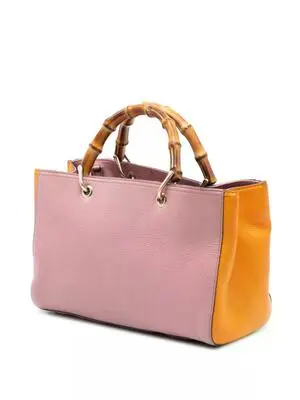 Gucci Medium Bicolor Calfskin Bamboo Shopper Satchel - Orange