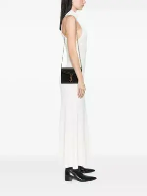 Saint Laurent Grain De Poudre Monogram Cassandra Chain Wallet - Black