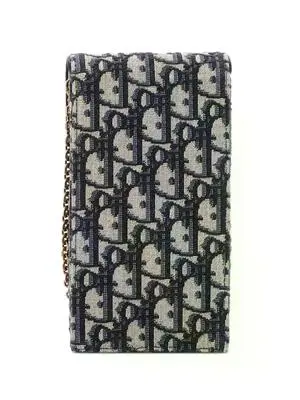 Dior Vertical Saddle Chain Pouch Oblique Canvas Clutch