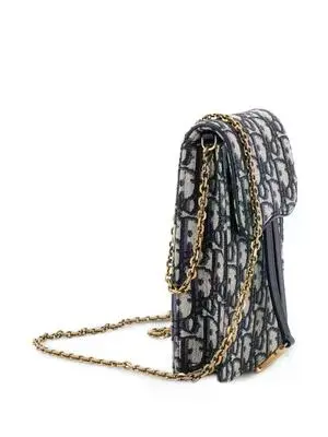 Dior Vertical Saddle Chain Pouch Oblique Canvas Clutch