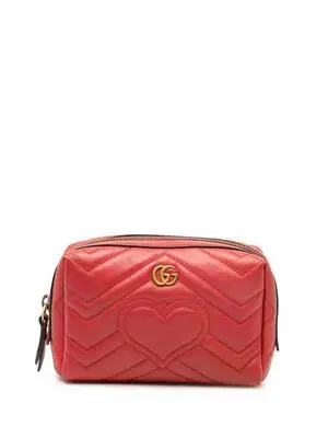 Gucci 2000-2015 Gg Marmont Matelasse Leather Heart Cosmetic Case Pouch - Red