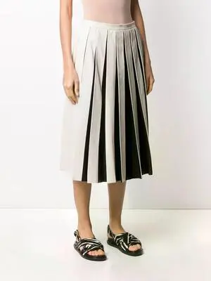 TOD'S Pleated Lambskin Leather Midi Skirt