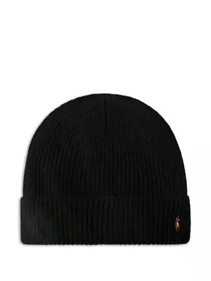 Polo Ralph Lauren Signature-cuffed Beanie Hat - Black