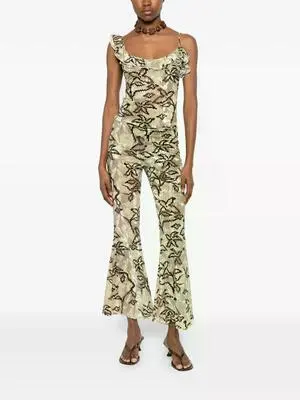 SIEDRES Jeslynn Floral-print Pleated Trousers - Neutrals