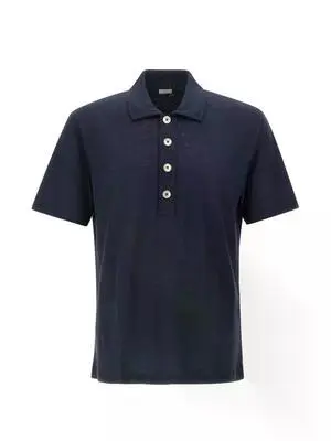 Eleventy Buttoned Short-sleeve Polo Shirt - Blue