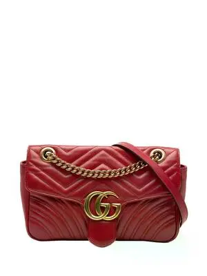 Gucci Gg Marmont Matelasse Leather Shoulder Bag - Red