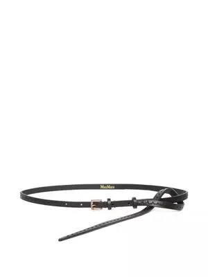 Max Mara Buckle Mini Leather Belt - Black